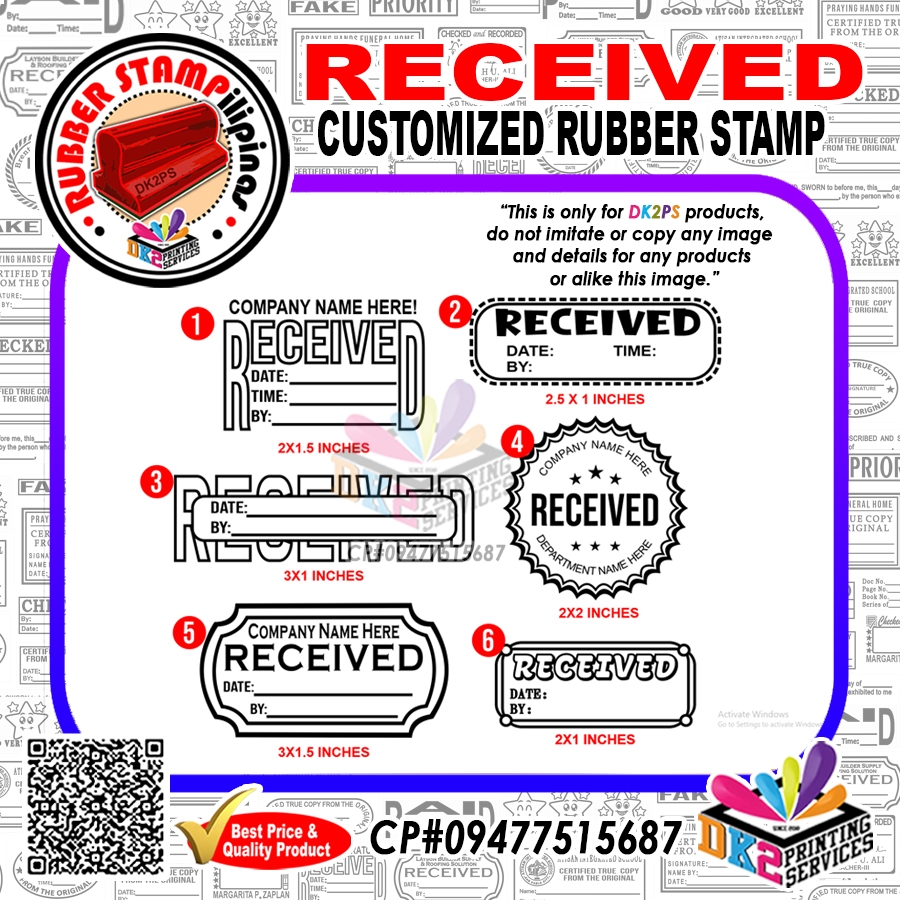 RECEIVED PERSONALIZED , CUSTOMIZED RUBBER STAMP | Shopee Philippines