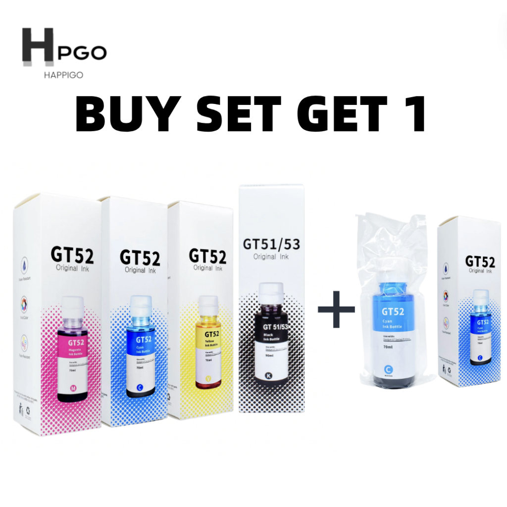 BUY 4 GET 1 HP INK SET GT51 GT52 GT53 For Hp GT5810/GT5820 Tank 315 415 ...
