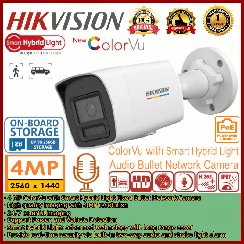 HIKVISION IP Camera 2MP/4MP ColorVu With Smart Hybrid Light Fixed Audio ...