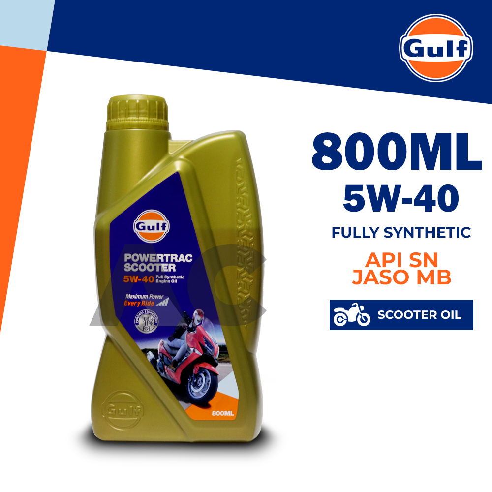 GULF POWERTRAC SCOOTER 5W-40 800ML Fully Synthetic 4-Stroke Scooter Engine Oil (API SN / JASO MB ...