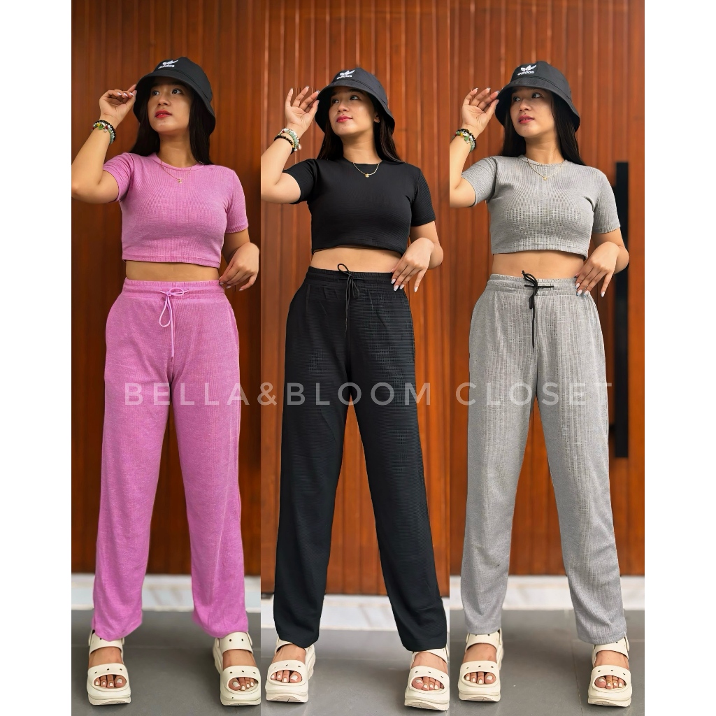 Freshia Crop Top Coordinates Terno Pants | Waffle Fabric | Bella&Bloom ...