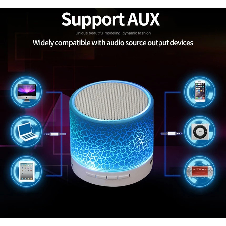 Mini Bluetooth LED Speaker With Changing LED Lights Support USB / TF ...