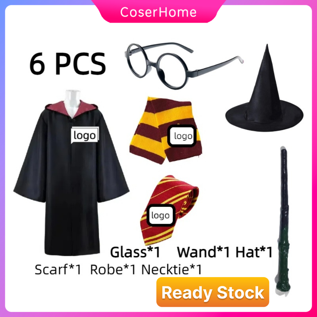 6PCS Magic Robe Costume for Kids Adult Uniform Christmas Book Character ...