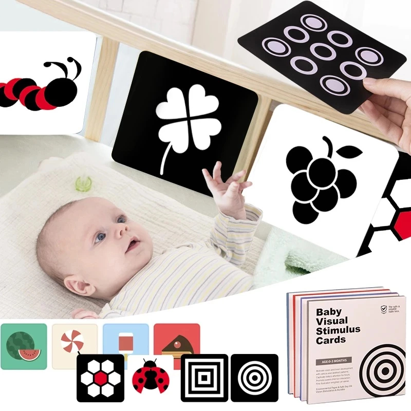 Montessori Early Education Baby Visual Stimulation Cards Black White ...