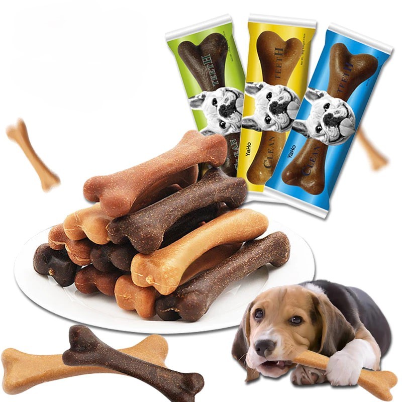 Dog Chew Bones Dog Toy Griding Molar Teething Bone Chewing Cowhide ...