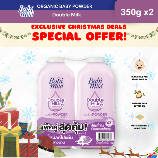Babi Mild Baby Powder Double Milk Protein Plus 350g x 2 (Twin Pack ...