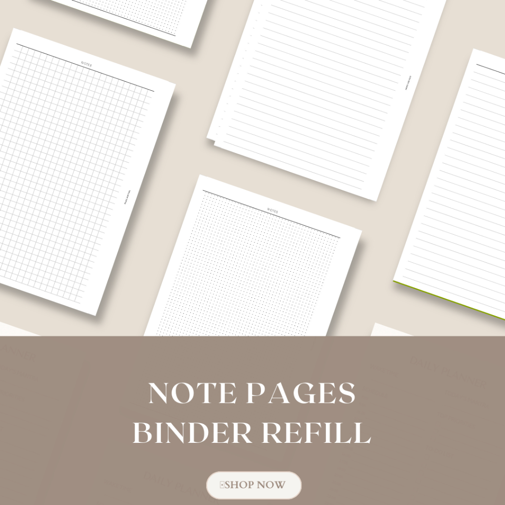 A5/A6 BLANK and NOTE Pages Binder Loose Leaf Planner Inserts (Line ...