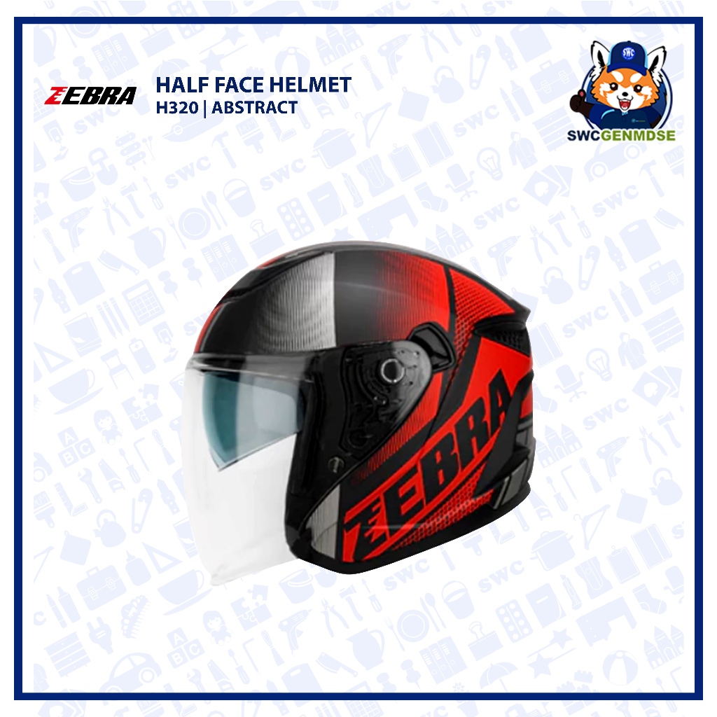 ZEBRA H320 Half Face Motorcycle Helmet Dual Visor | Abstract | Shopee ...
