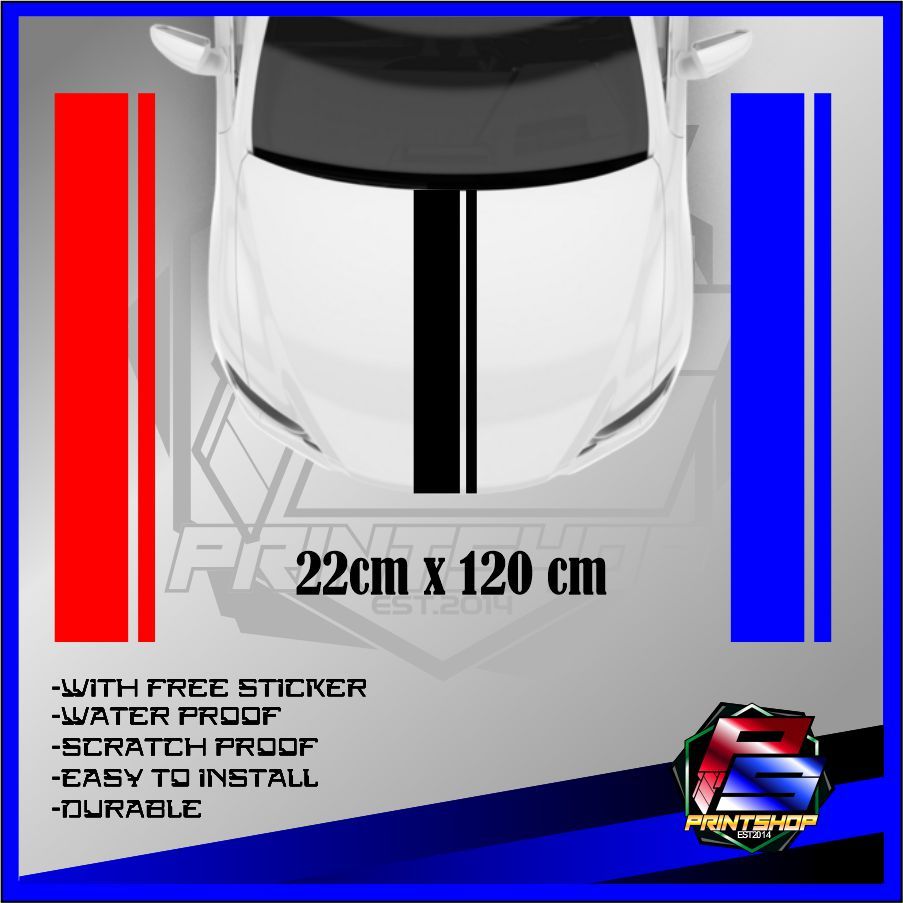 NEW Hood Car Sticker Personalized Stripe Stickers Auto Modified Body ...