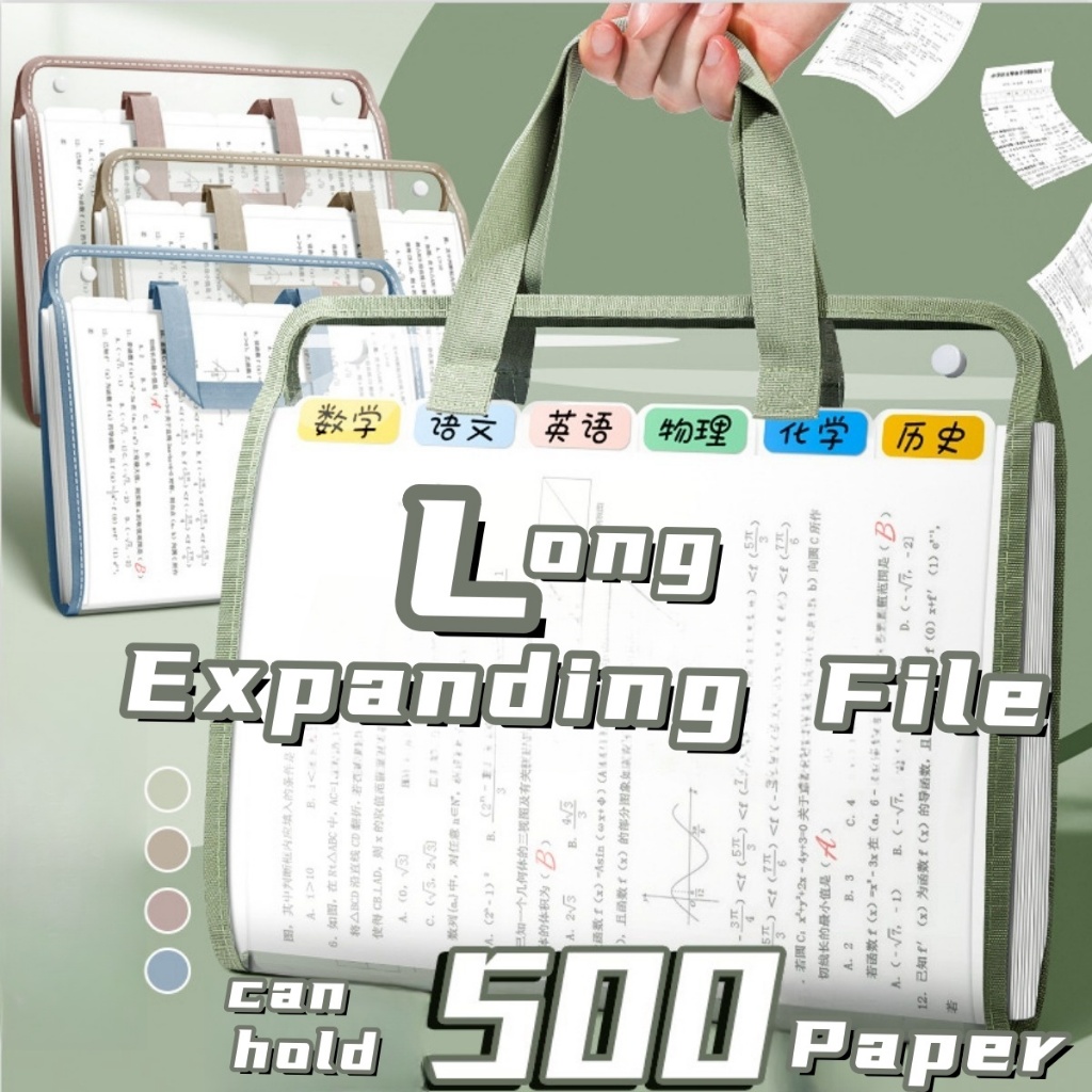 Long Expanding File Folder with Handle Transparent 13Pockets Waterproof ...
