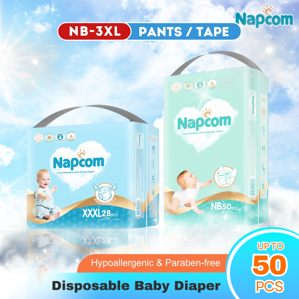 Napcom Cloud Series Diapers Breathable and Flexible Leak Proof Soft ...