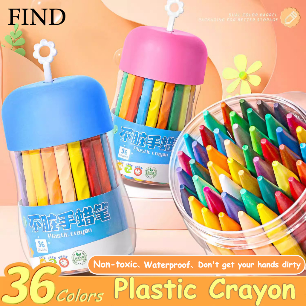 FIND 12/24/36 Color Plastic Crayons Painting Crayon Coloring Set Non ...
