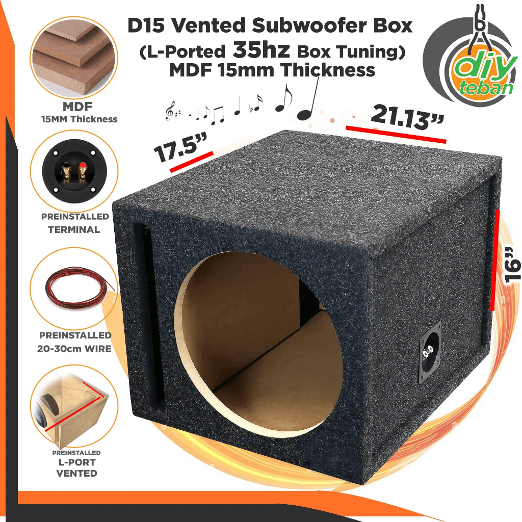 Single Vented 15 Inch Subwoofer Enclosure -35hz Tuned Single Vented Car ...