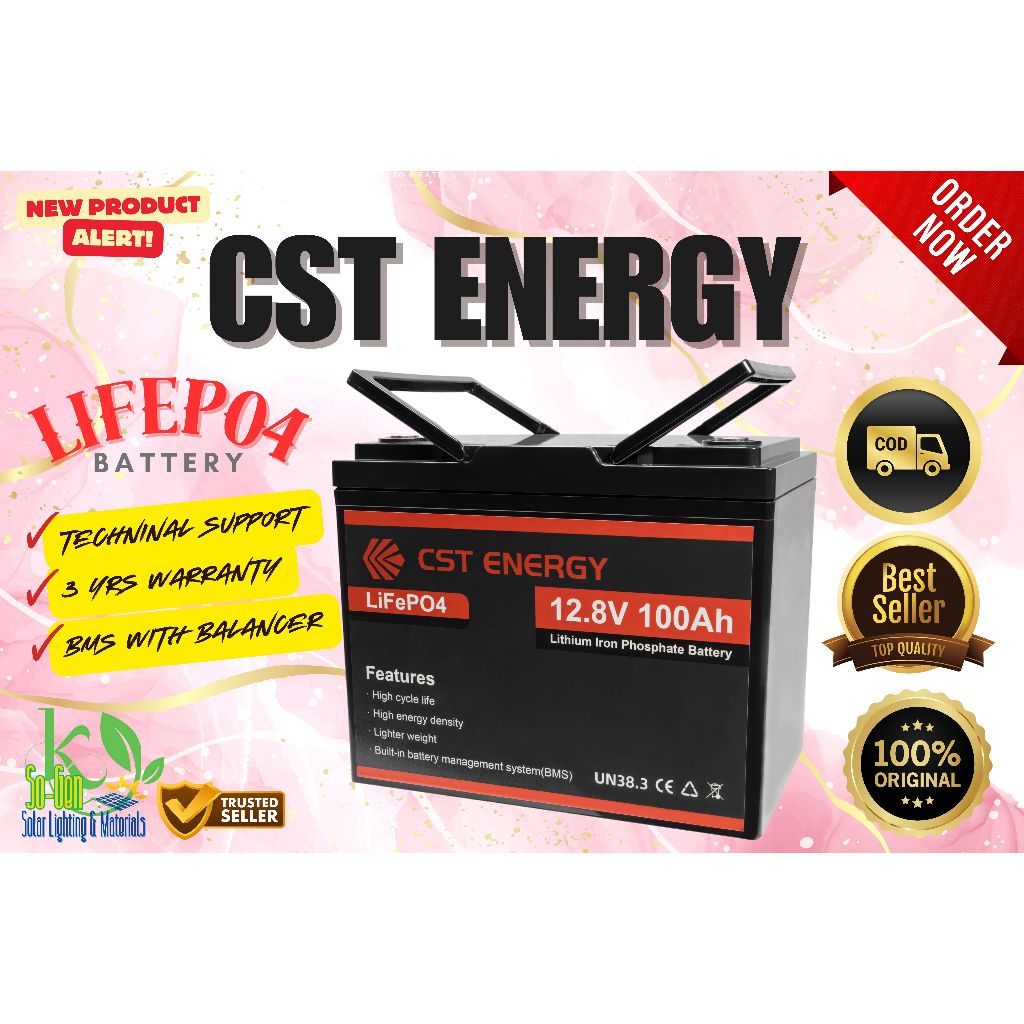 CST ENERGY Lithium Battery 12.8V100AH LiFePO4 with Bluetooth Bulit-in ...