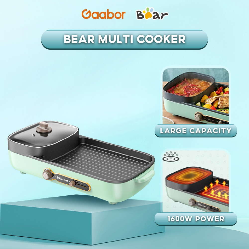 GAABOR x BEAR 2 in 1 Multi cooker with BBQ Grill 3L Shabu-Shabu 380mm ...