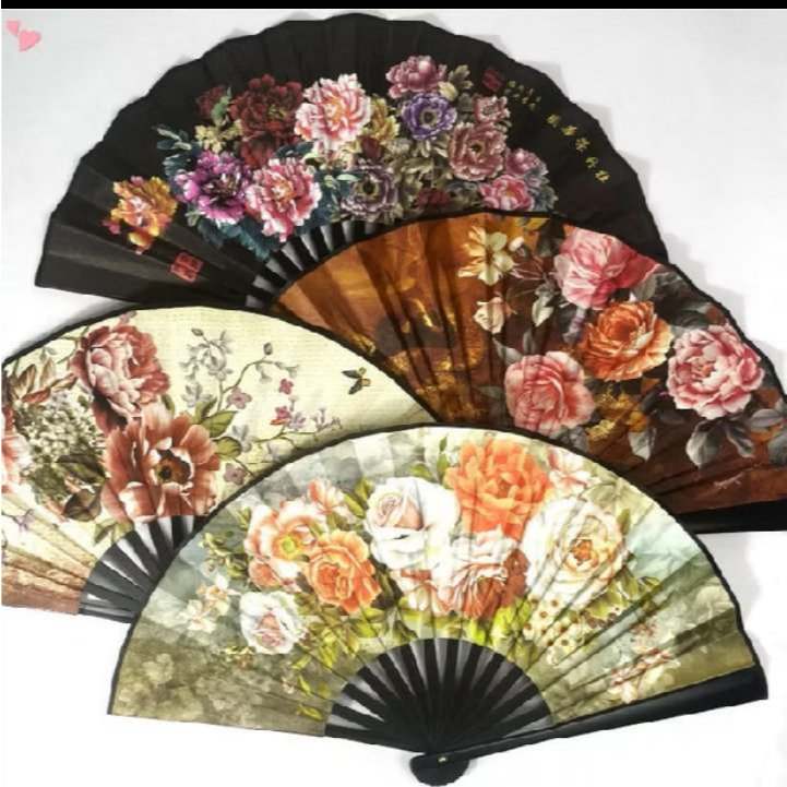 large folding hand fan women/men chinese/japanese hand held fan floral ...
