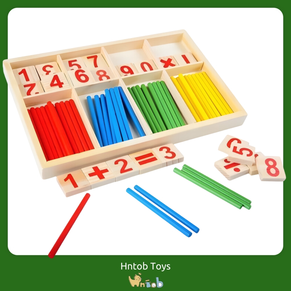 Hntob 23.7*16cm Wooden Digital Stick Counting Game Color Number ...