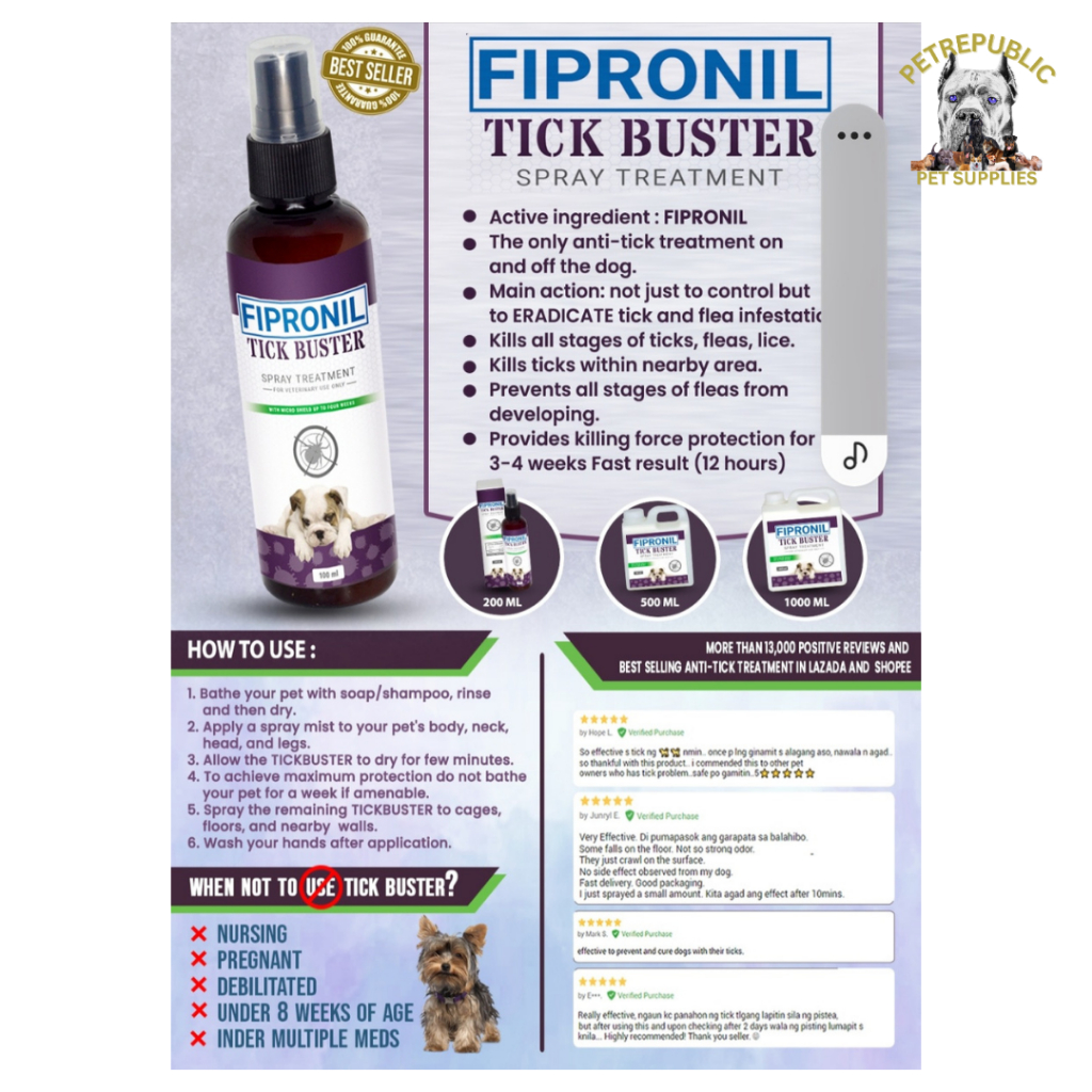 Fipronil Tick Buster (100ml,200ml,500ml,1000ml) | Shopee Philippines