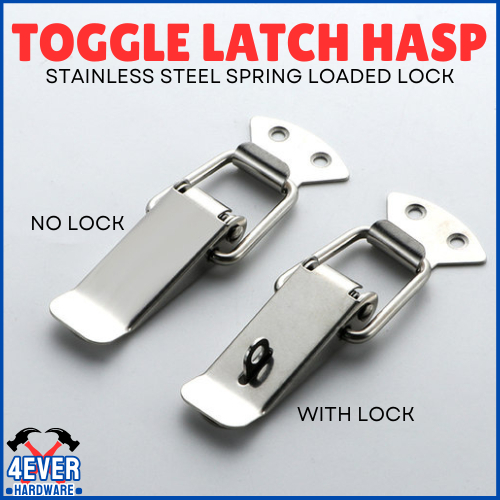 Stainless Steel Cabinet Boxes Spring Loaded Toggle Latch Hasp Lock and ...