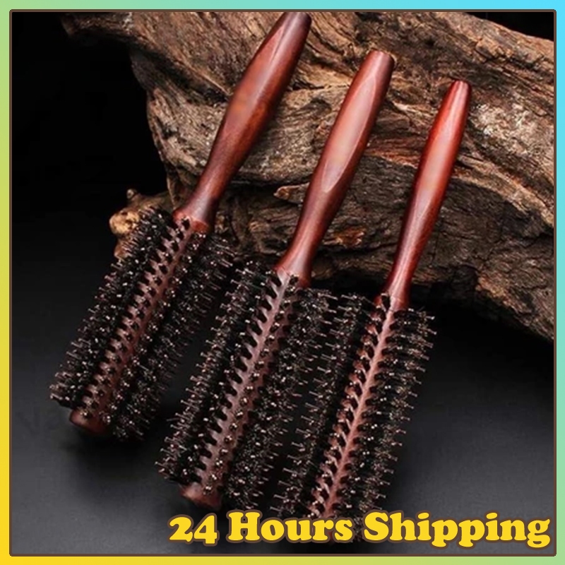 Wooden Hair Blower Brush Roller Brush Massage Cylinder Roller Comb ...
