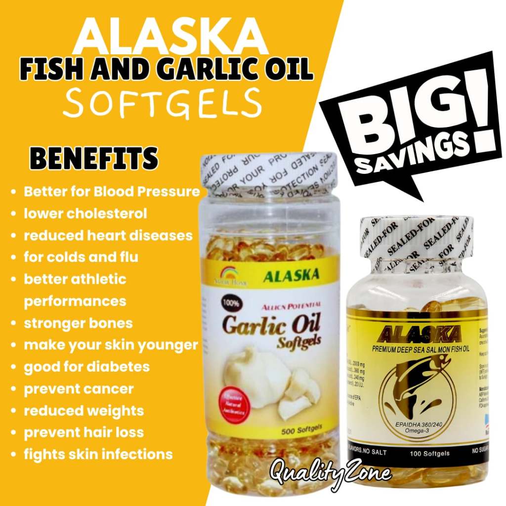 Original Alaska Garlic and Fish Oil Capsule – Heart Health, Cholesterol ...