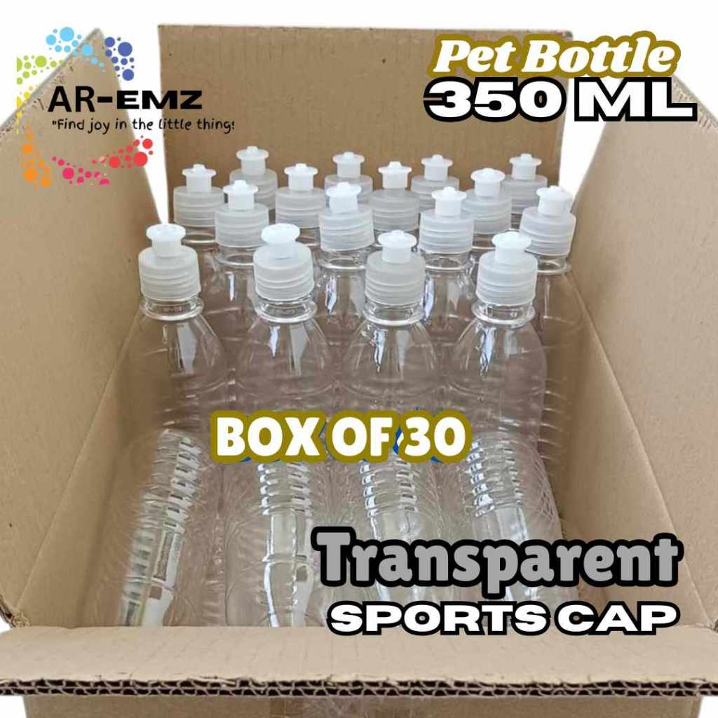 AR-Emz 30 PCS (350 mL) Empty Clear Plastic Bottles W/ Transparent ...