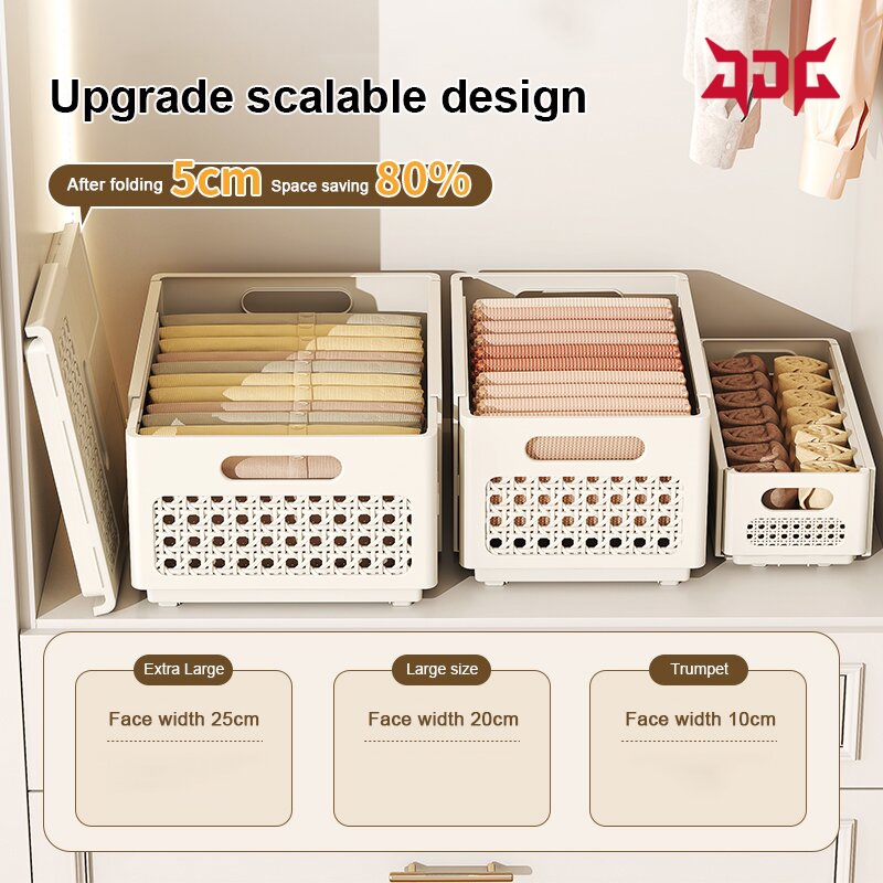 JDG Scalable wardrobe plastic storage box desktop drawer storage box ...