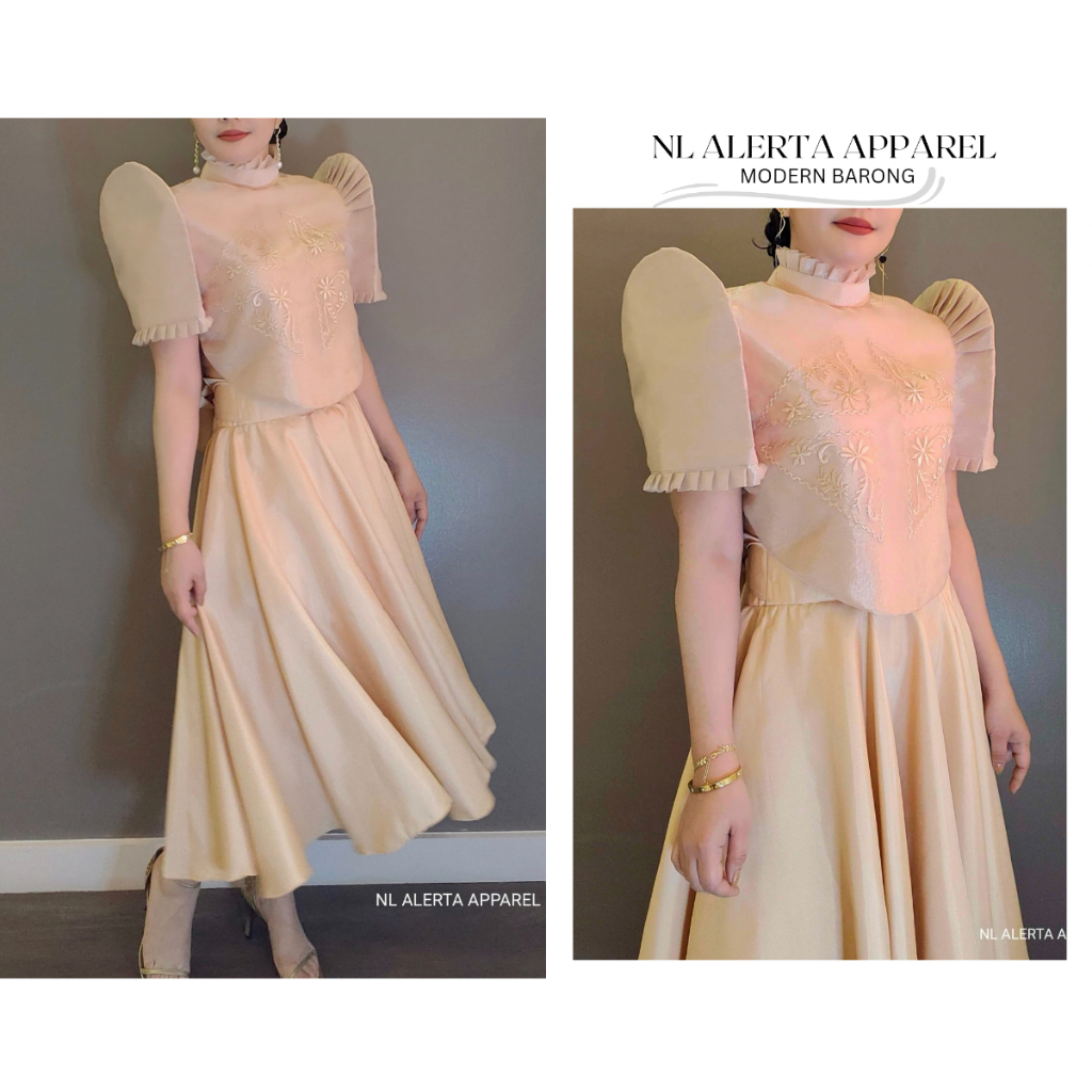 MODERN FILIPINIANA CROP TOP BARONG AND SKIRT FOR WOMEN (INDIVIDUAL ...