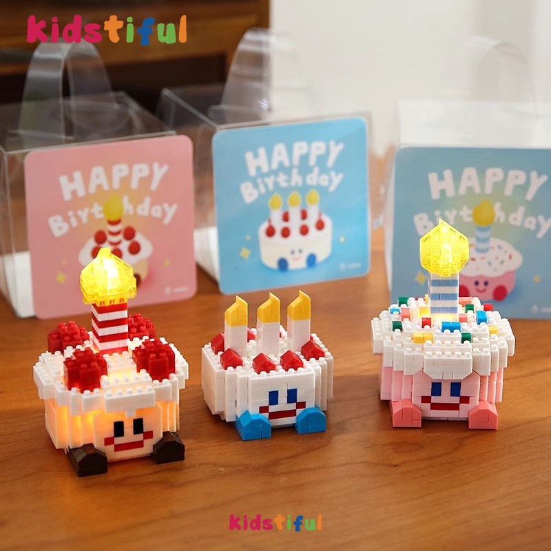Birthday Cake Blocks with Light Bricks Set Mini Building Blocks DIY ...