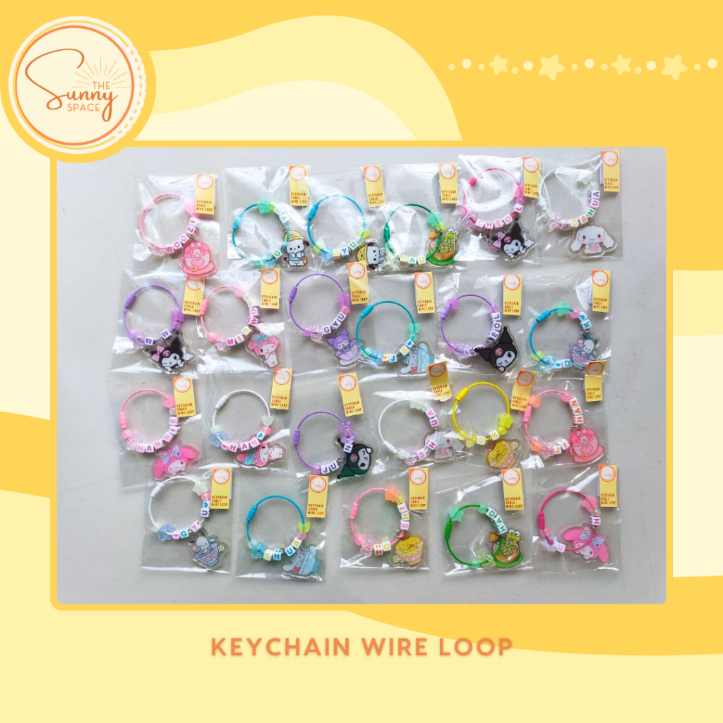 SEVENTEEN SANRIO ASSORTED KEYCHAIN CABLE WIRE LOOP WITH BEADS AND CHARM ...