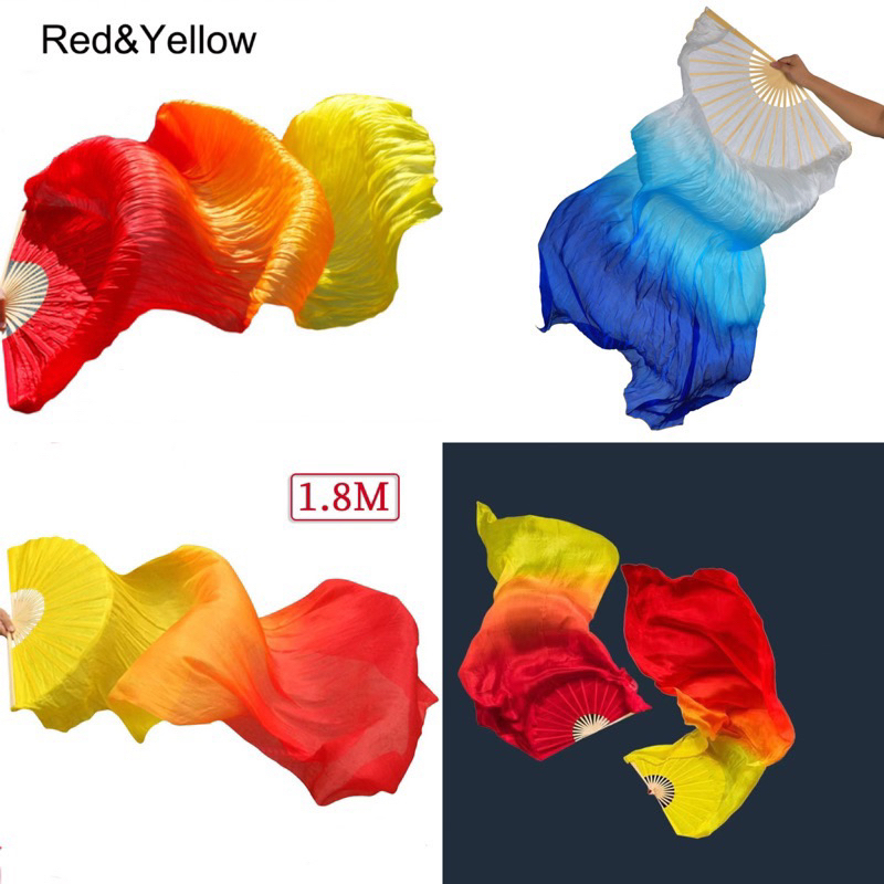 1.8M Performance Long Dance Fan Belly Dance Long Fans Bamboo Fan ...