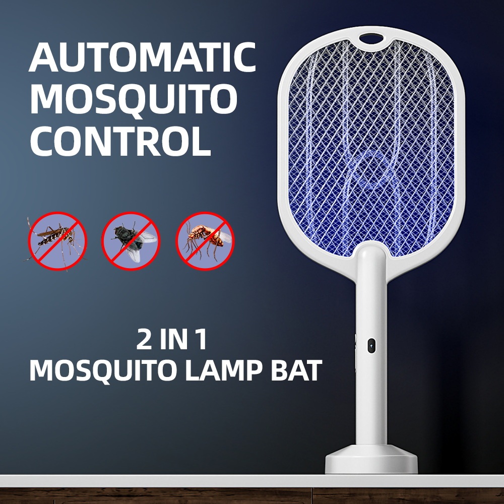 Bug Zapper Racket, 2 in 1 Rechargeable Electric Fly Swatter, Mosquito ...