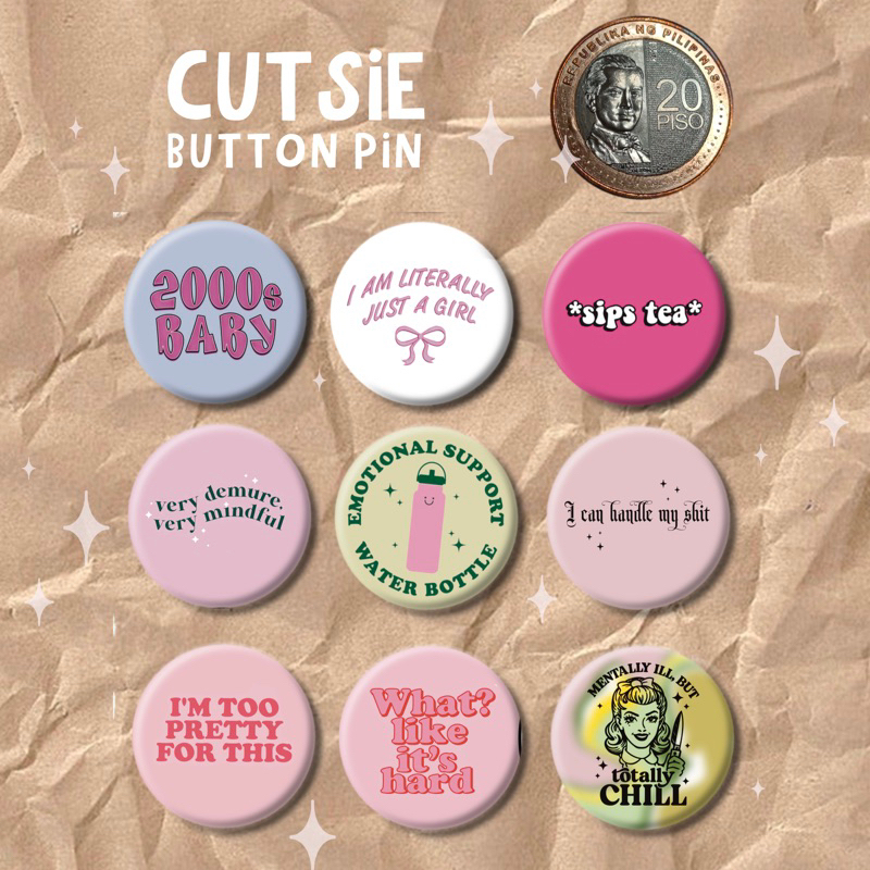 Very Demure Aesthetic Button Pin | 1.25 inches | Shopee Philippines