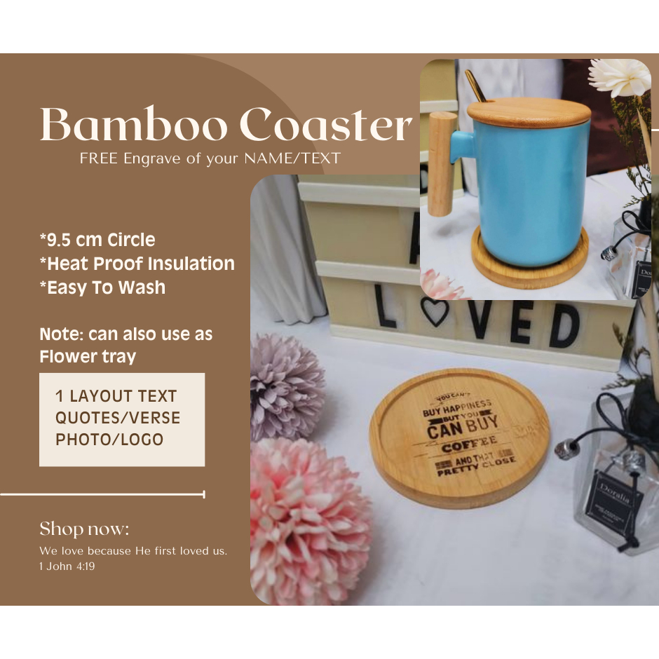 Personalized Engraved Bamboo Coaster | Souvenirs or Gifts | Shopee ...