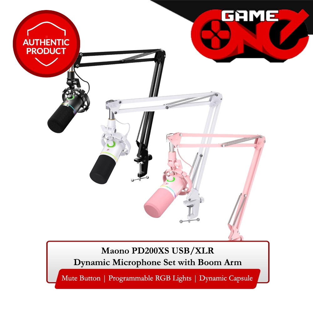 Maono PD200XS USB/XLR Dynamic Microphone Set with Boom Arm for ...