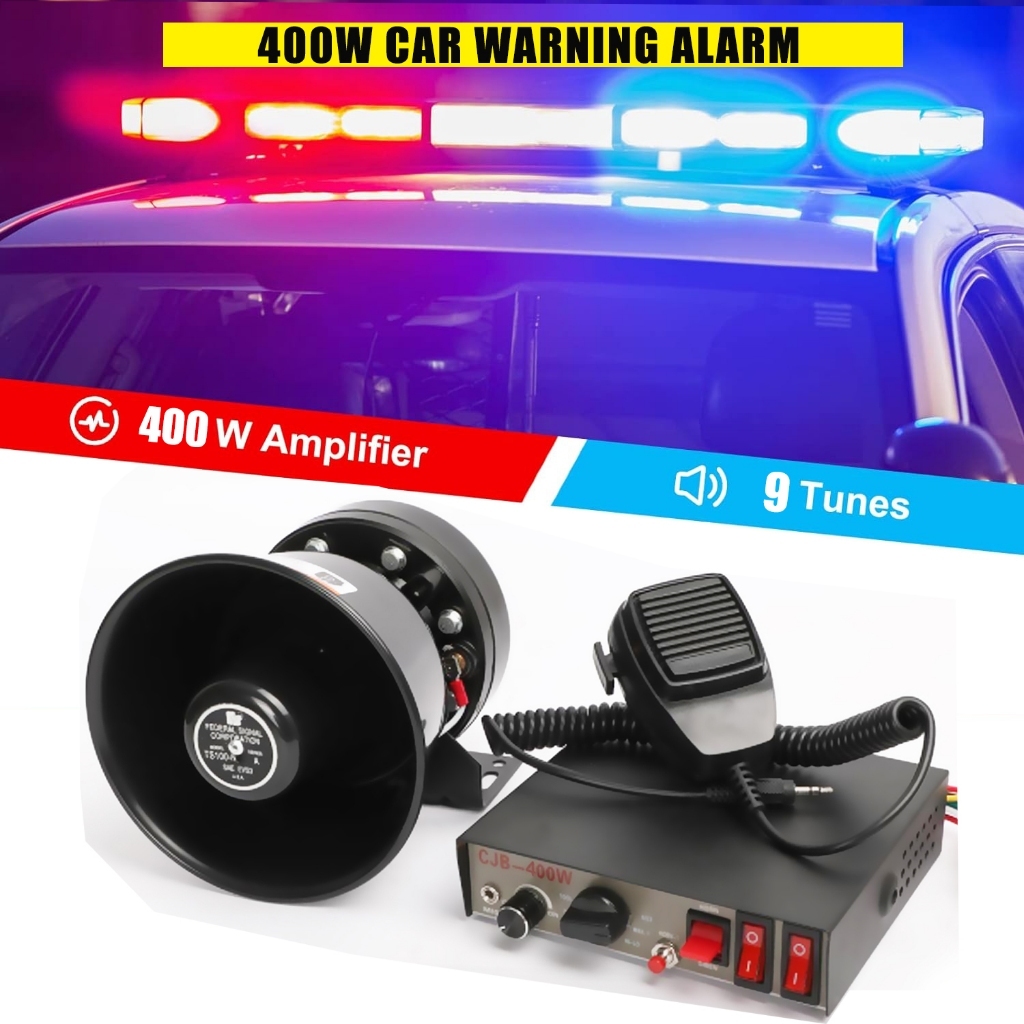 12V 400W 9 Tones Loud Car Truck Warning Alarm Police Siren Horn Speaker ...