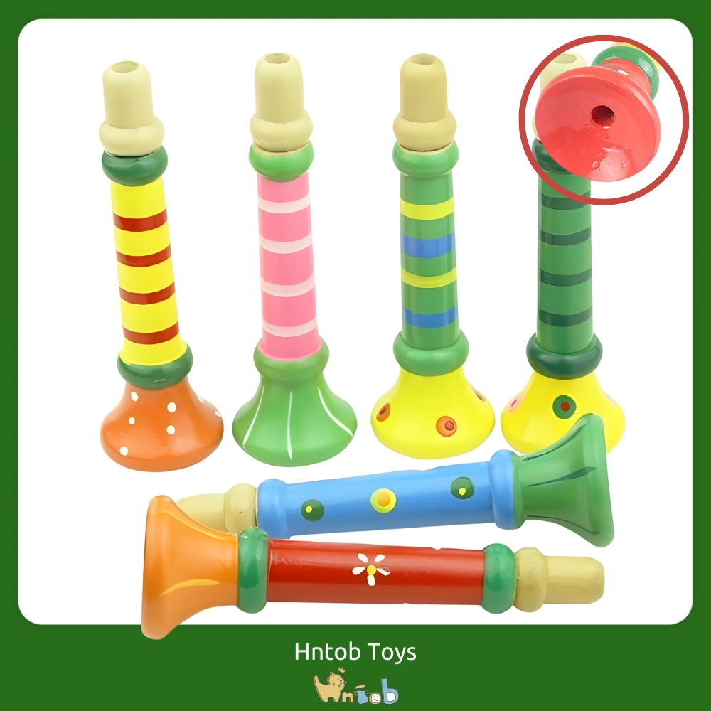 Hntob 12.5cm Wooden Small Horn Whistle Music Toys Musical Instruments ...