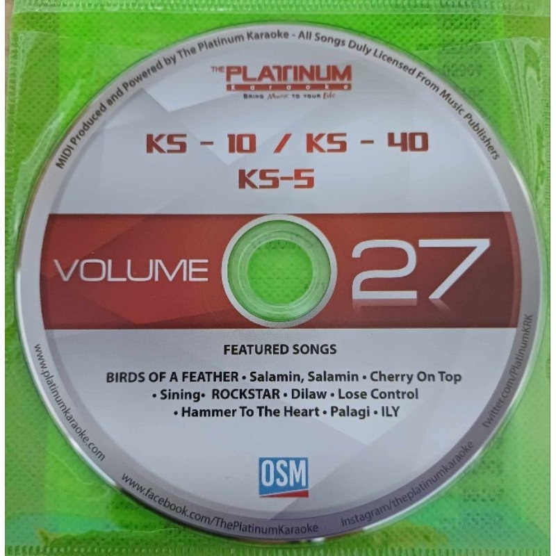 Platinum CD KS-10 | KS-40 | KS-50 Volume 27 with songlist latest CD ...