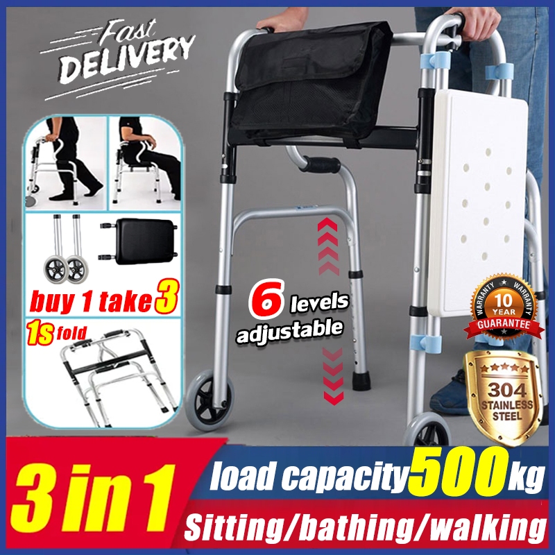 Adult Walker with wheels elderly walker crutch cane stick For Elderly ...