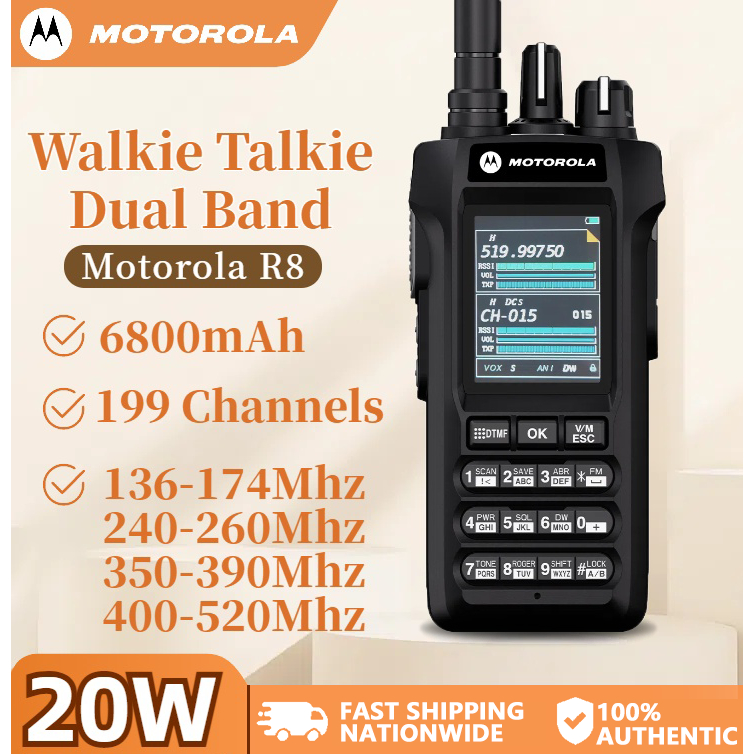 Motorola R8 Walkie Talkie Long Range 20KM 20W Power 6800Mah 199 ...