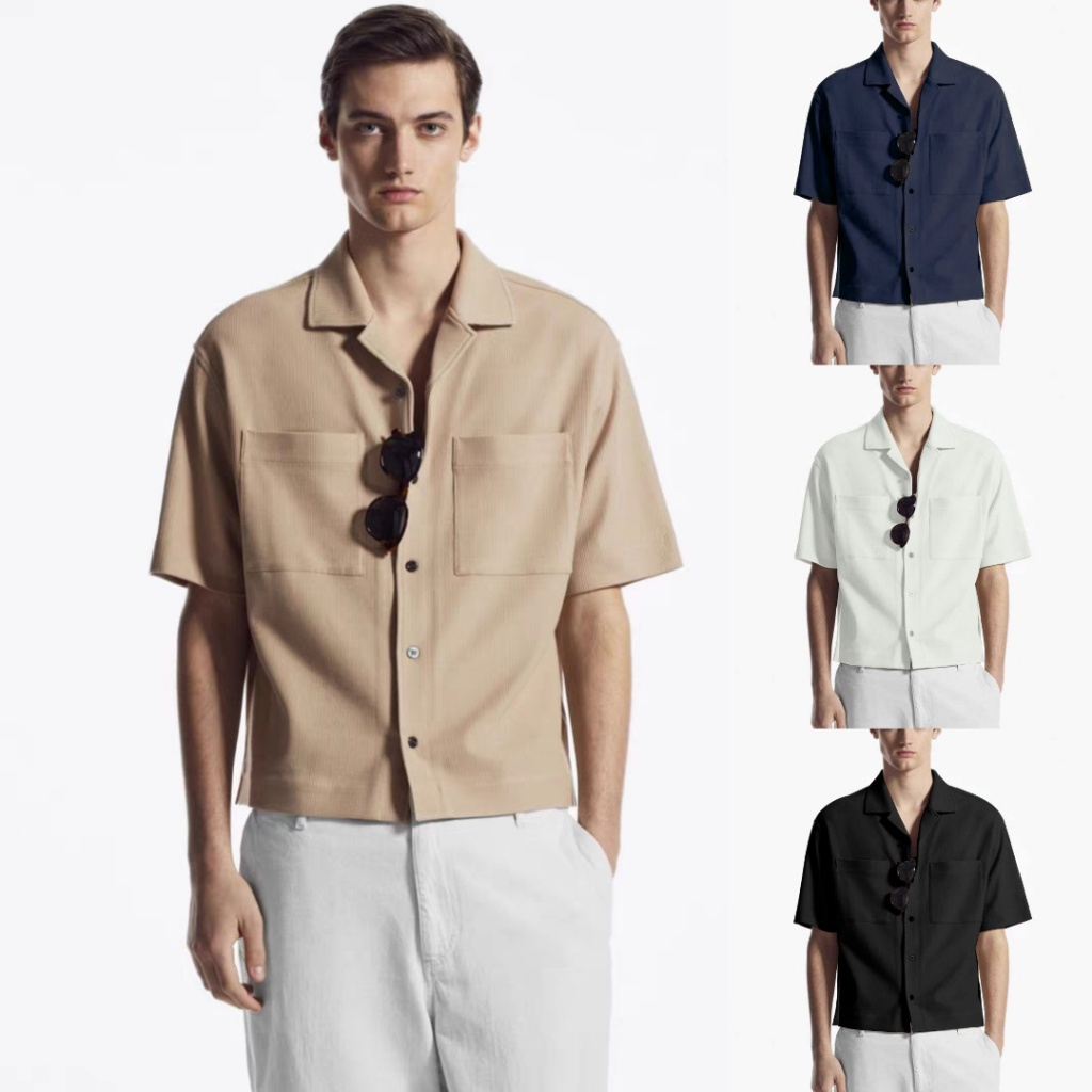 HUILISHI Box Fit Polo for Men Crop Top Boxy Shirts waffle Plain Short ...