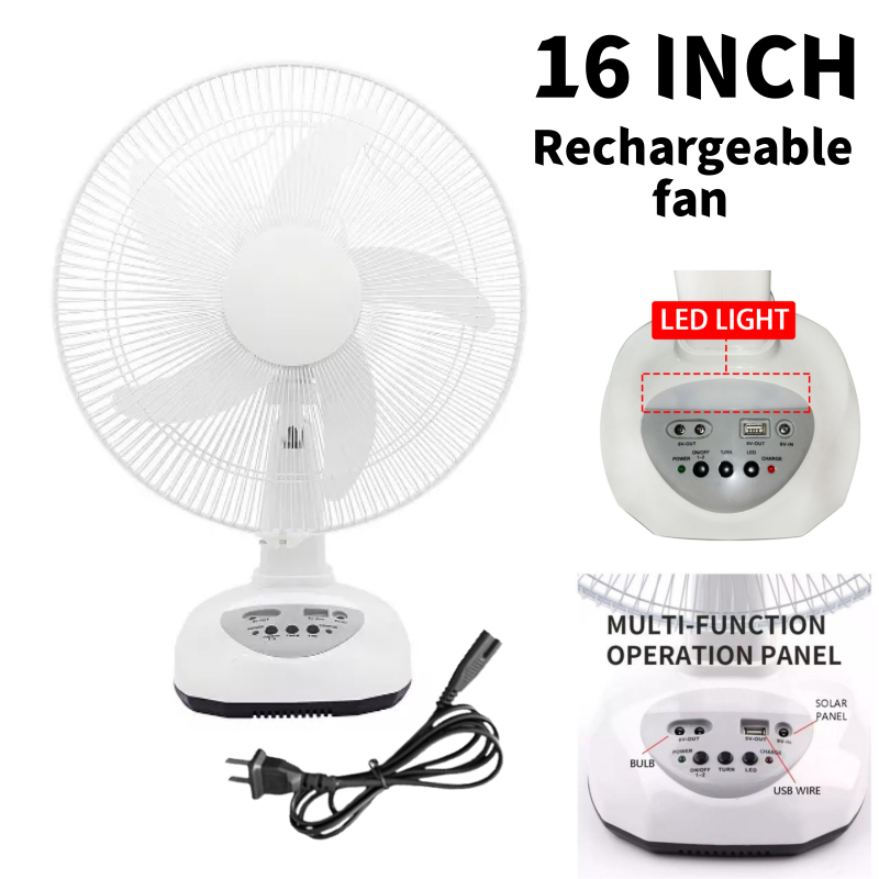 Electric fan with charger 16 Inch charging fan emergency light ...