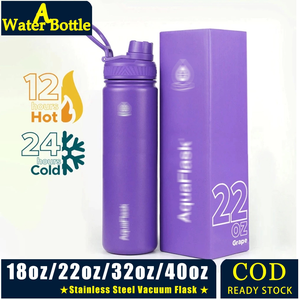 Aquaflask 22oz Wide Mouth with Spout Lid Vacuum Insulated Drinking Water Aqua Flask | Shopee ...