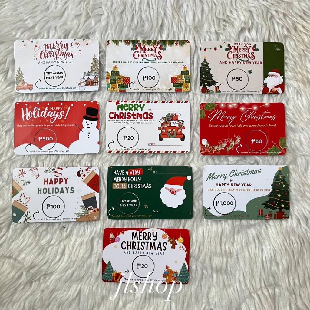 Christmas Scratch Card - 10pcs Christmas Game & Gift Idea | Shopee ...