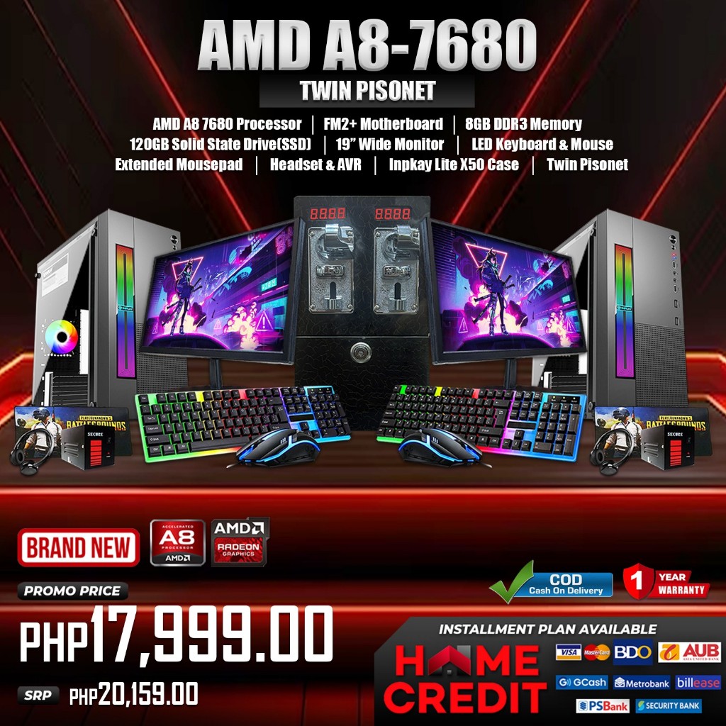 BRANDNEW TWIN PISONET PACKAGEAMD A8-7680 with RADEON R7 GRAPHICS 3.5GHZ ...