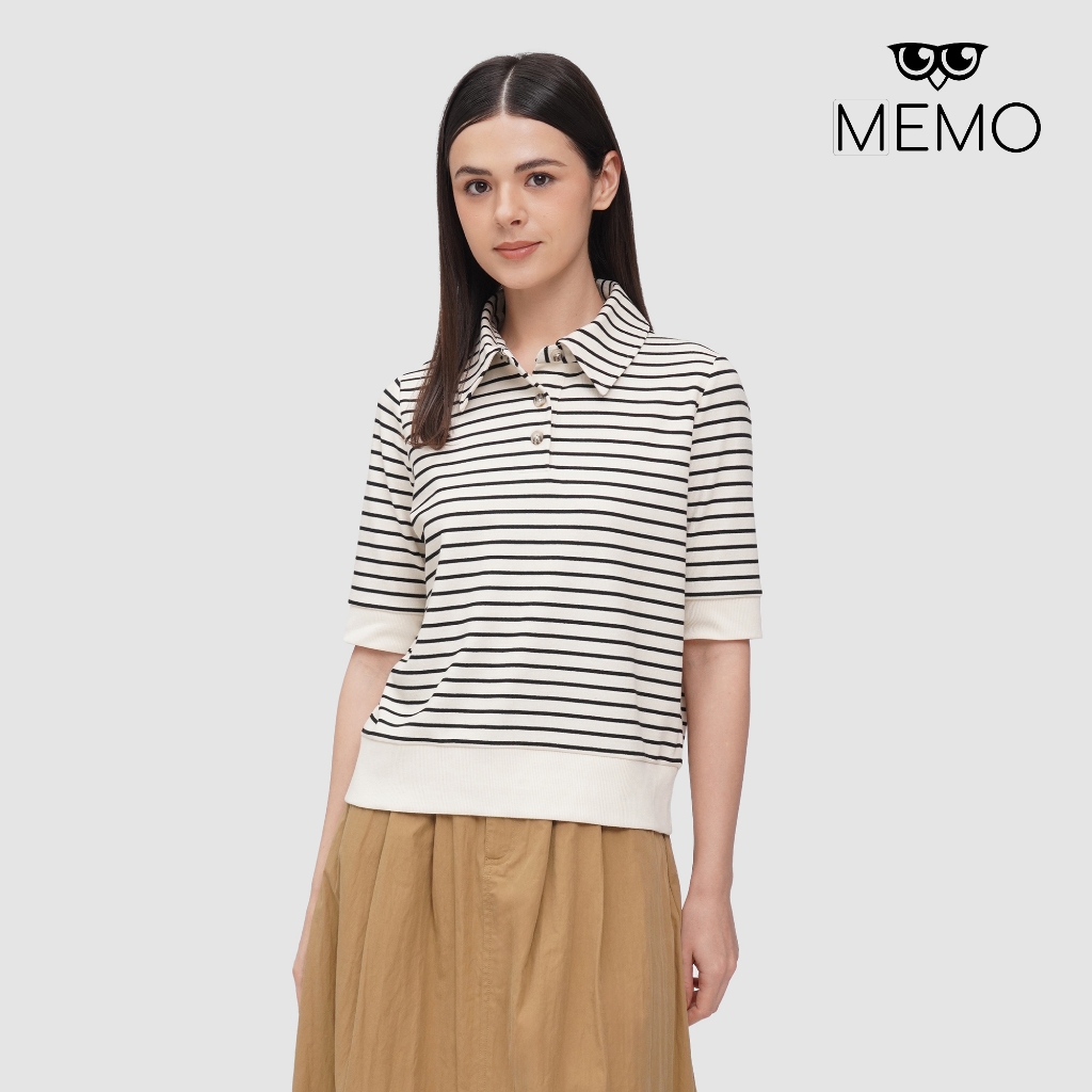 Memo 3-Button Placket Polo For Women (White) | Shopee Philippines