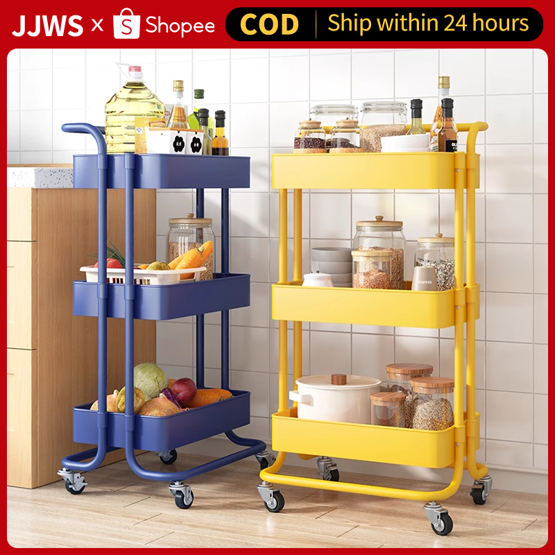 JJWS Trolley Rack Kitchen Storage Rack Bedroom Snack Rack Living Room ...