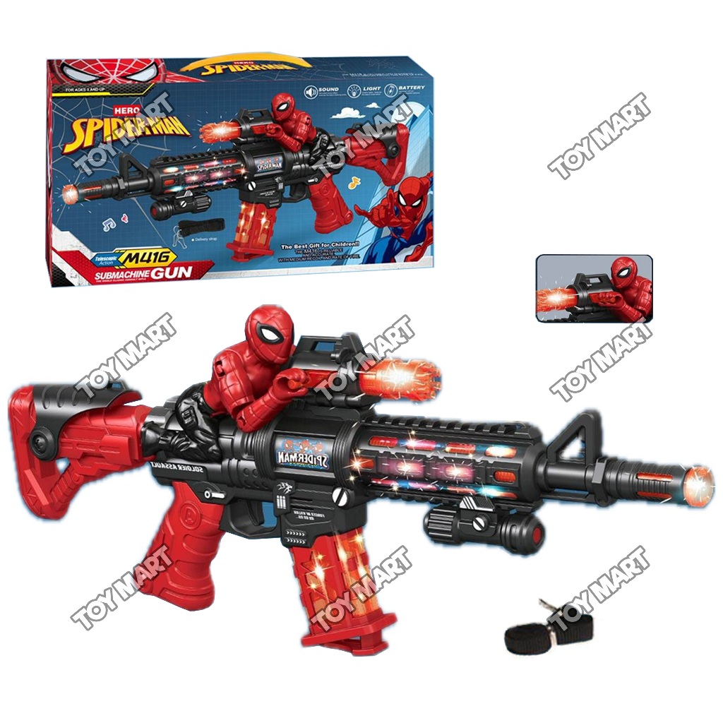 Spider Hero M416 Submachine Gun Toy LED Light Sound Telescopic Barrel ...