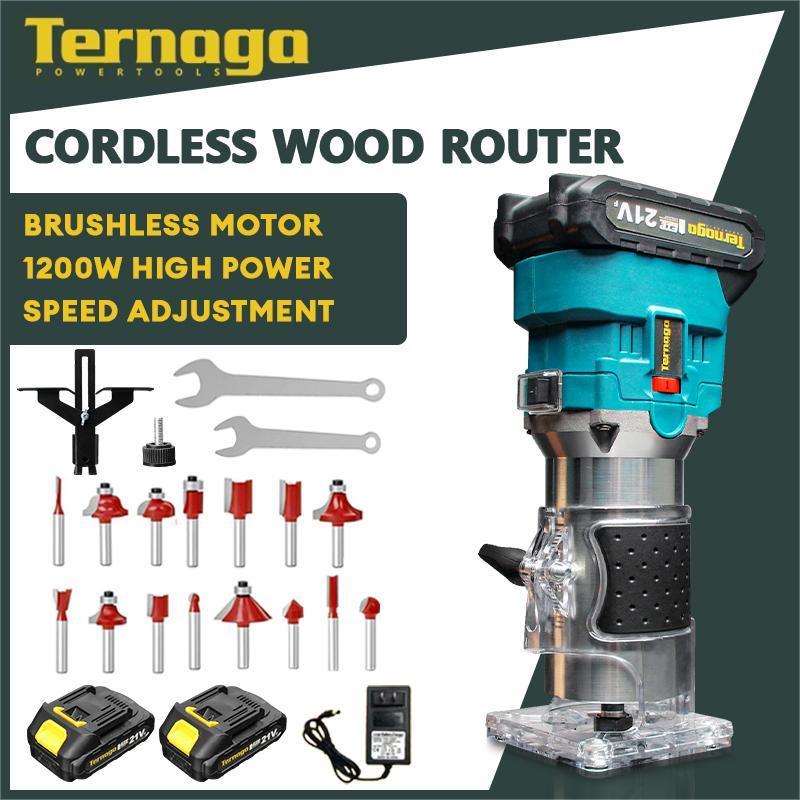 Ternaga Cordless Palm Wood Router 1200W Handheld Wood Trimmer Router ...