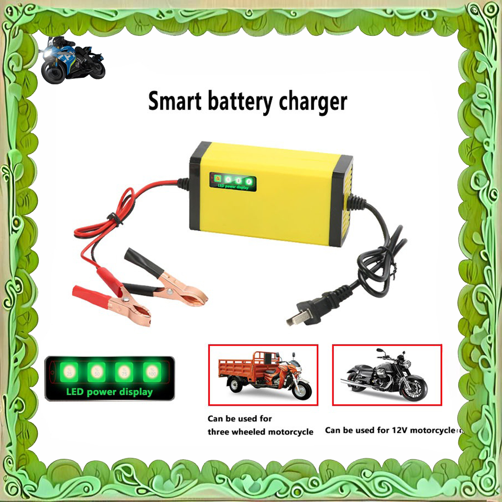 Smart Car Battery Charger 12v 3A Motorcycle Heavy Duty Portable Lead ...